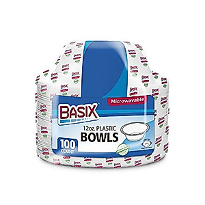 Basix 12 Ounce Disposable Bowls Microwave Safe 100 Count White