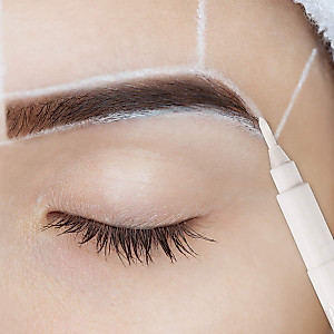 Microblading White Marker Pen Eyebrow Permanent Makeup Position Mark Tools with Ruler (2PCS)