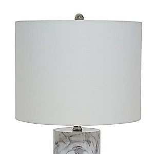 Catalina 20640-000 Modern Pillar Marble Table Lamp with Polished Nickel Accents, 24.5", Classic White/Grey