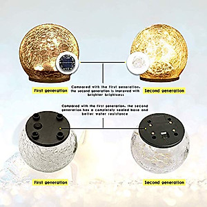 Garden Solar Lights, Cracked Glass Ball Waterproof Warm White LED for Outdoor Decor Decorations Pathway Patio Yard Lawn, 3 Globe (3.9", 4.7", 5.9")