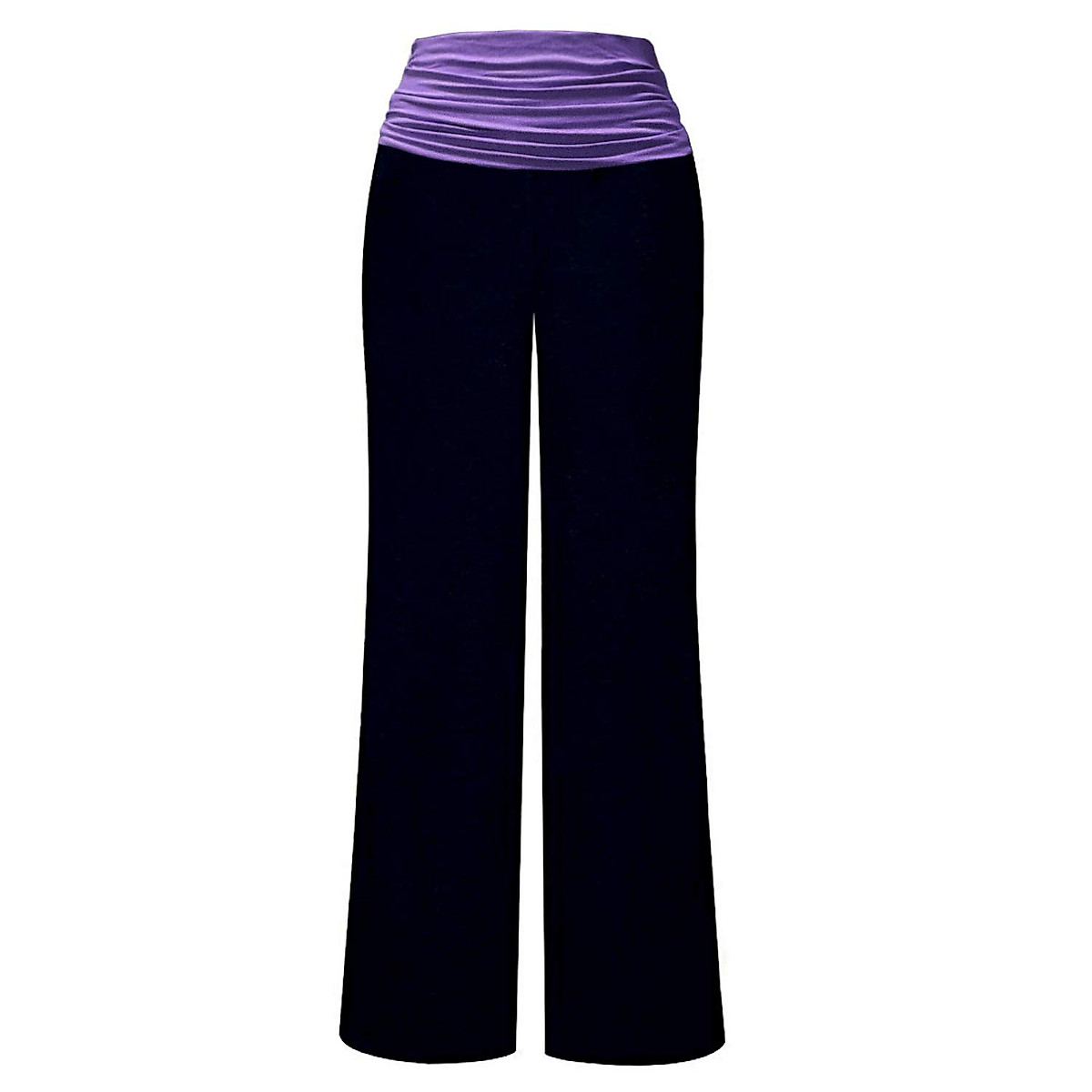 Gracyoga Women's Comfy Pajama Pants Wide Leg Lounge Palazzo Yoga Pants Stretch Casual Floral Print Fold Waist Pants