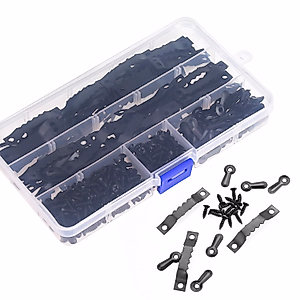 Powlankou 200 Piece Picture Hanger Kit, Including 100 Sawtooth Picture Frame Hangers and 100 Frame Turn Buttons with Screws