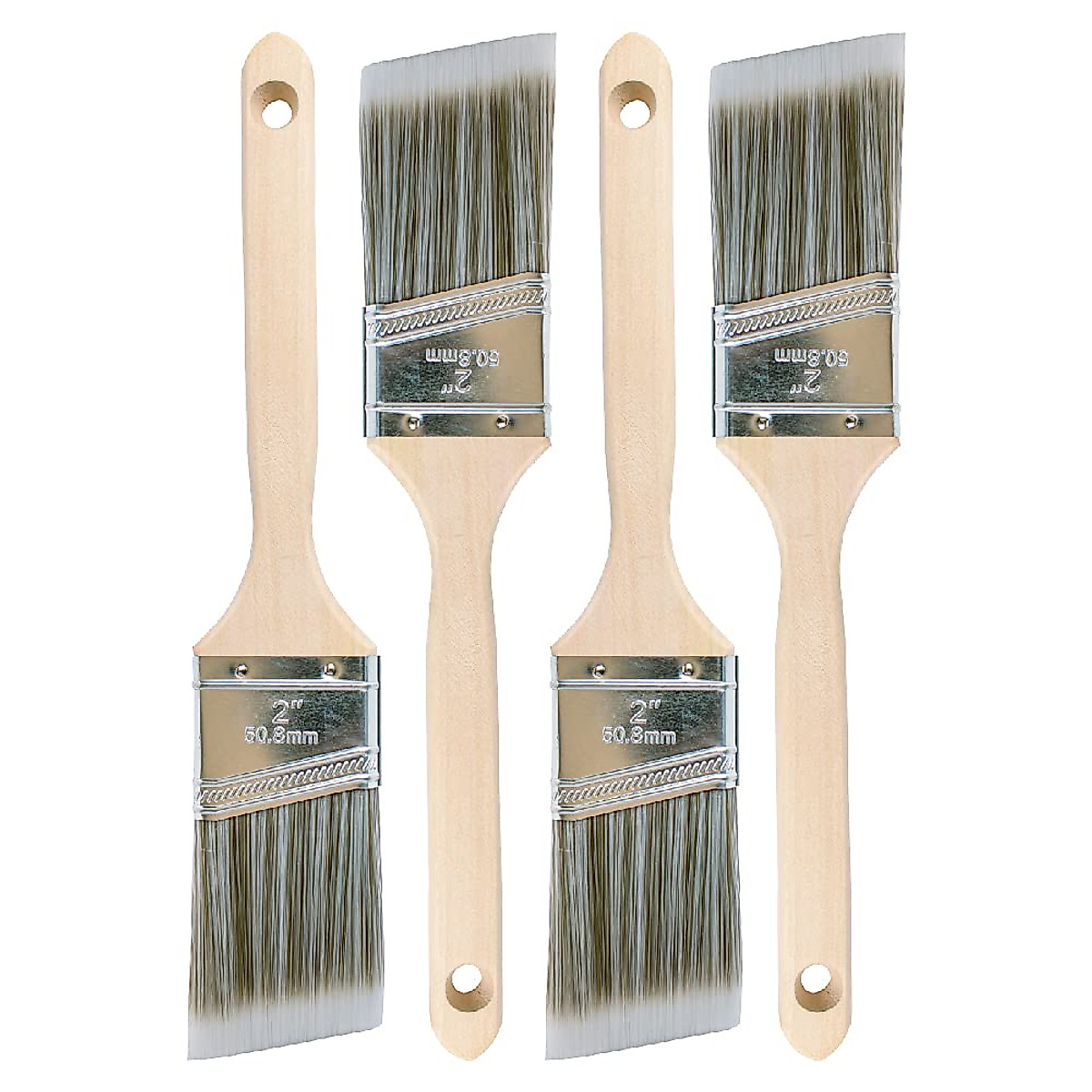 Vermeer Paint Brushes - 4-Pack - 2" Angle Sash Brushes for All Latex and Oil Paints & Stains - Home Improvement - Interior & Exterior Use