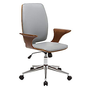 Porthos Home Lennon Comfortable, Stylish with Armrests, Height Adjustable, Ergonomic, Executive Wheels Retro Style Modern Office Chair Size 24 x 27 x 40, Grey