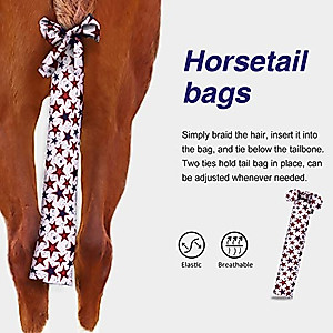 Harrison Howard Stretchy Tail Bag Breathable Horse Tail Guard Slip on Design Protect Horse Tail 2 Strand Closure Straps Keep Tail Clean & Protected 22" L Length Makes Grooming Easy-Dream Star