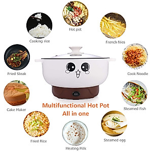 Electric Skillet 4-in-1 Multifunctional Electric Cooker Skillet Grill Pot for Cooking Rice Hotpot Soup Steam Eggs Fried Noodles Small Kitchen Cooker Non-Stick (3.6L without Steamer)