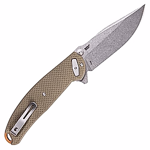 Columbia River Knife & Tool Butte Folding Pocket Knife: Everyday Carry, Plain Edge D2 Blade, Deadbolt Lock, IKBS Ball Bearings w/Deep Carry Pocket Clip 2471, OD green