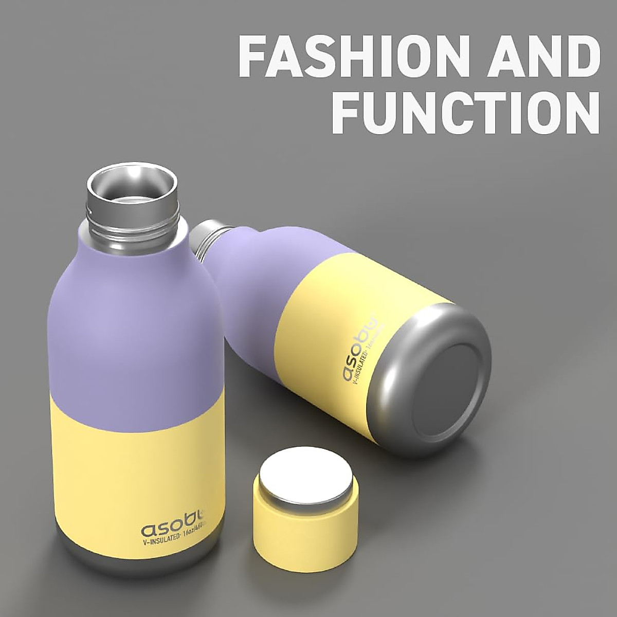 Urban Insulated and Double Walled Stainless Steel Bottle 16 Ounce by Asobu (Pastel Yellow)