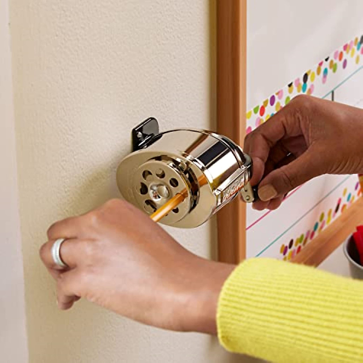 X-ACTO Ranger 1031 Wall Mount Manual Pencil Sharpener,Silver/Black, 1 Count (Pack of 1)