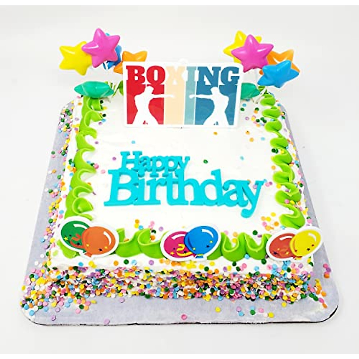 Boxing Themed 7 Piece Boxer Birthday Cake Topper Set