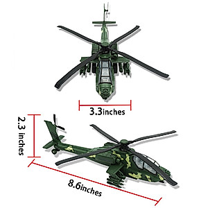 CORPER TOYS Army Helicopter Toy Diecast Military Attack Plane with Lights and Sounds Pullback Vehicles for Kids Boys Bonus with 2 Army Soldiers