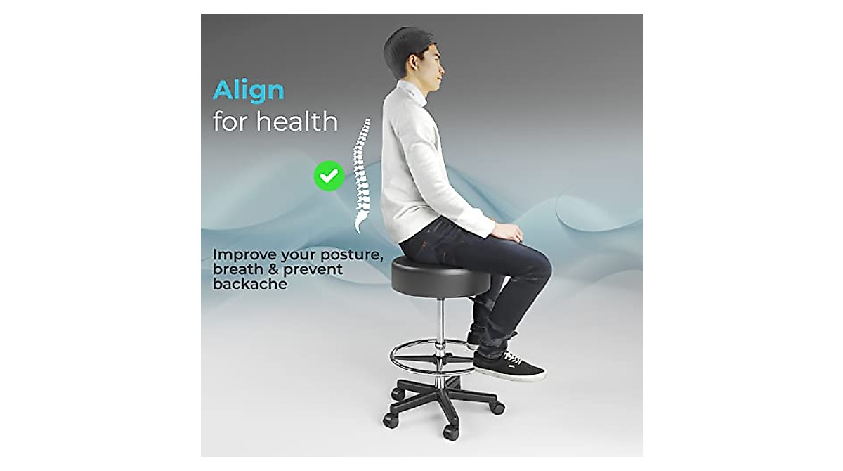 Ergonomic Rolling Stool - Adjustable Comfort for Professionals