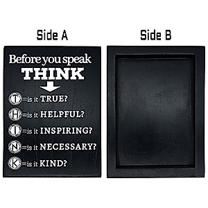 Maoerzai Inspirational Wall Decor Wooden Box Sign, Before You Speak Quote Motivational, Inspirational Desk Decor Women Office Bathroom Wall Art 6x8 inch. (Black-Inspirational sign -1)