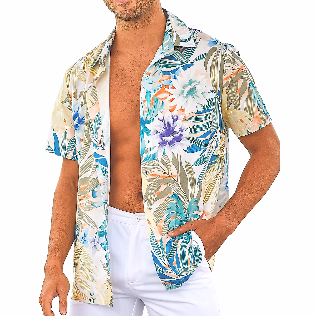 ZAFUL Men's Hawaiian Printed Shirts Casual Short Sleeve Button Down Camp Shirt