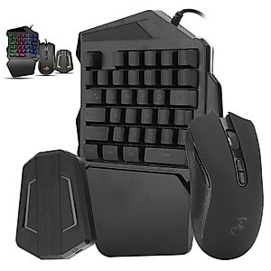 One-Handed RGB Gaming Keyboard and Combo with Converter, 3200 DPI Mouse, 35 Keys Gaming Keypad Adapter Base Kit Set for/X-One/for PS3/X-360/for Switch
