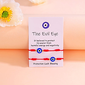 QMEXINS 7 Knot Evil Eye Bracelet for Women Men Friends Family Adjustable Red String Protection Bracelet 2 Pcs