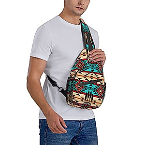 Retro Native Indian American Sling Native Pattern Sling Backpack Crossbody Cross Chest Bag Daypack for Hiking Travel