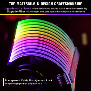 HLTJAN PCCOOLER Power Supply Cable, Customization 24 Pin ATX RGB Cable Extension Kit 16AWG, 5V 3Pin Synchronized PSU Cable for RGB Software from All Major Motherboard Cable Management