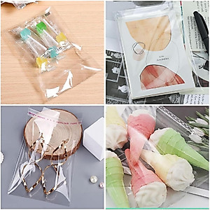 LonlyEagle 200 Pcs 5-1/2'' x 7-1/2'' Self Sealing Cellophane Bags，Clear Cellophane Cello Bags，Fit 5 X 7 Inch Cards Photos，A6 A7 Envelopes Candy，Self Adhesive for Packaging Gifts,Cookies
