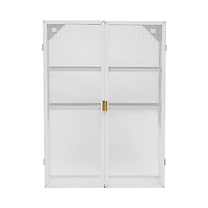 Gdrasuya10 White Wall Mounted Shelf with Removable Shelf Dual Pc Door Wall Cabinet Wider Three Shelves Design, Free Height Adjustment, Suitable for Office, Dining Room, Living Room, Kitchen, Bathroom