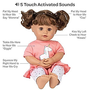 Adora My Cuddle & Coo Babies Collection, 15" Baby Doll in Sweet Powder Scent and 5 Touch Activated Sounds: She Cries, Coos, Giggles, Kisses Back & Says Momma Birthday Gift For Ages 3+ - Unicorn Magic