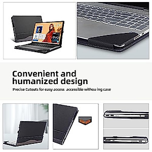 VEVOOD Laptop Case Cover for Dell Inspiron 7430 Plus 7420 14" Laptop & Inspiron 14 Pro 5420 5430 7425 5425 All-Inclusive Drop-Proof Case 14" PU Leather Inner Pocket Cover (Gray)