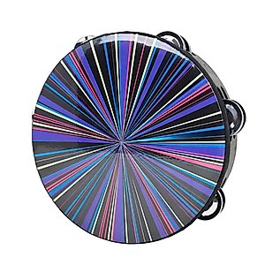 Radiant Tambourine Handheld Drum Bell: Double Row Tambourines 8 Inch Musical Instrument Reflective Hand Drum for Church KTV Party Silver