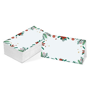 Table Place Card, Christmas Themed Tent Style Cards, Pack of 25 Half-Fold Reception Place Card, Perfect for Christmas Party, Wedding, Bridal & Baby Shower, Birthday, Banquet and Special Events A16