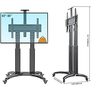 NB North Bayou Heavy Duty Aluminum Mobile TV Cart for 65-85 Inch Flat Screens, Rolling TV Stand with Load Capacity up to 125lbs AVF1800-70-1P(Black)