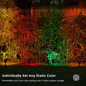 SURAIELEC LED Spotlight, Remote Control Spot Lights Outdoor, Indoor Plant Uplighting with Base, Landscape Light for Yard, Trees Holiday Decor, Red Green Yellow Warm Glow, Waterproof, 10FT Cord