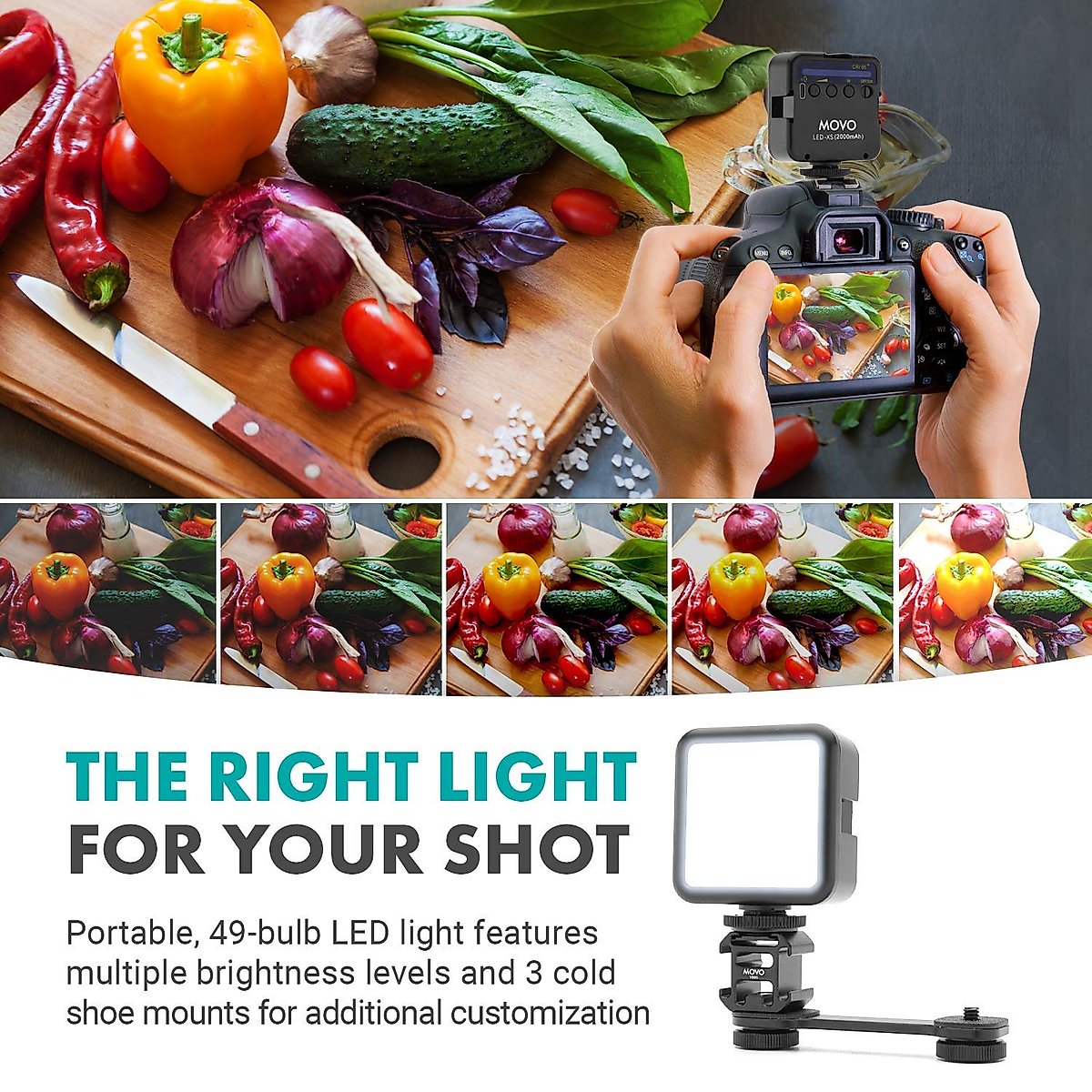 Movo iVlog4 Smartphone Video Bundle with Wireless Microphone System, Mini Tripod, LED Camera Light, Wide-Angle Lens - Cage and Cell Phone Tripod Stand - Lavalier Microphone for iPhone and Android