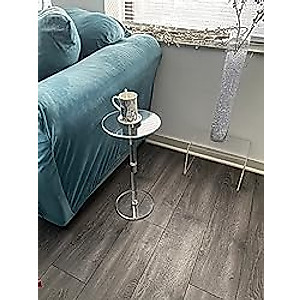 QIXIN Minimalist Acrylic Side Table Clear Acrylic Drink Table Small Round Side Table Small Table for bdaroom Small Drink Table Small Round Table