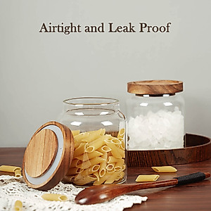 Labina Glass Storage Container Airtight Food Jars Kitchen Canister with Wood Lids, 20 Oz Wide Mouth Pantry Organization Glass Jar for Flour, Sugar, Cookie, Spagetti, Nuts and Candy