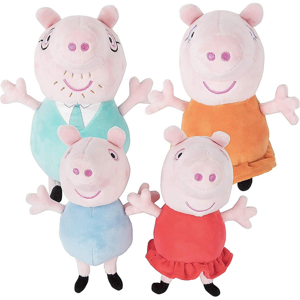 Pig Family Plush Toy 4 Pack - Includes Daddy, Mummy, Peppa & George - 7-8 inches - 18+ Months