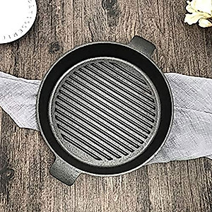 SDGH Thick Striped Cast Iron Frying Pans， Steak Grill Frying Pans Uncoated Non-Stick Grill Plate Cooking Roasting Pot