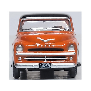 1957 D100 Sweptside Pickup Truck Omaha Orange and Jewel Black 1/87 (HO) Scale Diecast Model Car by Oxford Diecast 87DP57004