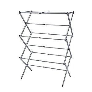 Vivianrack 3-Tier Clothes Drying Rack for Laundry, Folding Clothes Drying Rack Indoor Metal Steel Clothing Drying Dryer, Accordion Design Laundry Rack，Towel Rack(Silver Gray)