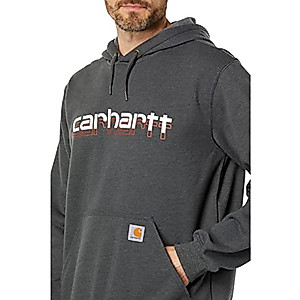 Carhartt Men's Rain Defender Loose Fit Midweight Logo Graphic Sweatshirt, Carbon Heather, Medium