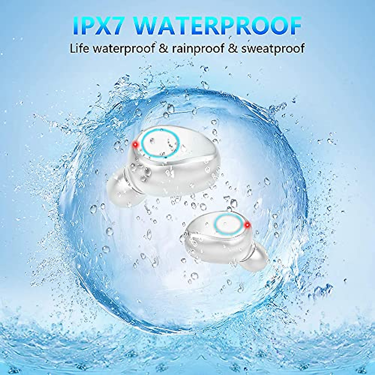 VOLT PLUS TECH Slim Travel Wireless V5.1 Earbuds Compatible with Your Bose Bose Bluetooth Headset Series 1 Updated Micro Thin Case with Quad Mic 8D Bass IPX7 Waterproof/Sweatproof (White)