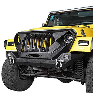 Hooke Road Mad Max Front Bumper Grill w/ 2X 18W LED Lights for 1997-2006 Jeep Wrangler TJ