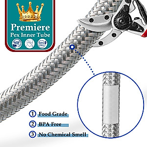 Refrigerator Water Line for Ice Maker Braided - 30' Pex Water Supply Lines Hose for Fridge Outlet Box with 1/4 Comp Fitting