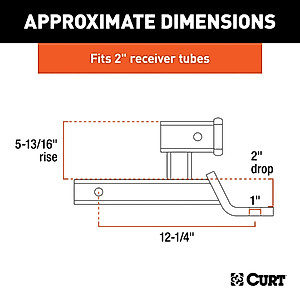 CURT 45810 Trailer Hitch Ball Mount, 2-Inch Receivers, 7,500 lbs, 1-Inch Hole, 2-in Drop