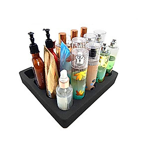 Polar Whale 2 Lotion and Body Spray Stand Organizers Tray Washable Waterproof Insert for Home Bathroom Bedroom Office 11.75 x 12.3 x 2 Inches 20 Slots Black 2pc Pair Set