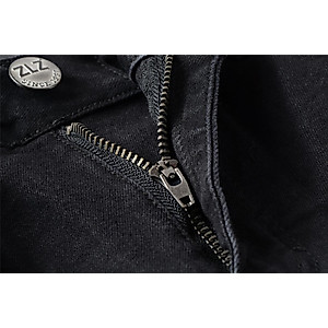 ZLZ Black Ripped Biker Jeans for Men Slim Fit, Men's Comfy Stretch Distressed Biker Jeans Pants Rock, Designer Jeans, Size 36