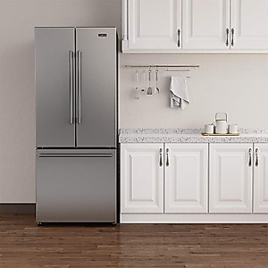 Galanz GLR16FS2K16 3 French Door Refrigerator with Bottom Freezer & Installed Ice Maker, 16 cu ft, Stainless Steel