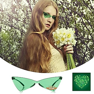 OLIN Triangle Thick Rimless Sunglasses One Piece Colored Transparent glasses For Women and Men, Green