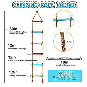 Climbing Rope Ladder for Kids Hanging Ladder for Swing Set Kids Ninja Course Obstacle Swing Accessories Backyard
