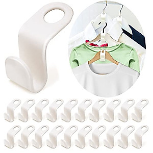 50PCS Clothes Hanger Connector Hooks, Coldairsoap Hanger Extender Clips for Heavy Duty Outfit Hangers Plastic Cascading Hanger Hooks Space Saving Organizer as