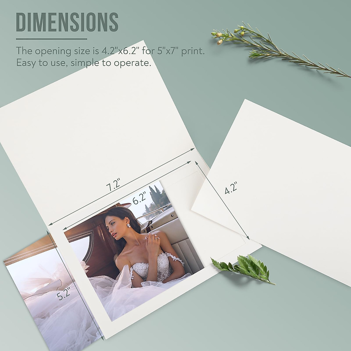 Golden State Art, Pack of 25, 5x7 Photo Folders, Cardboard Picture Frame, Paper Photo Frame Cards, Greetings/Invitation Cards, Special Events: Graduation, Christmas, Wedding (White)