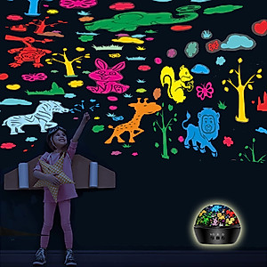 HONGID Night Light for Kids,Kids Night Light Projector,2 in 1 Boys Room Decor,Christmas Xmax Birthday Gifts for Children,Cool Light Sensory Aesthetic Room Decor-Black